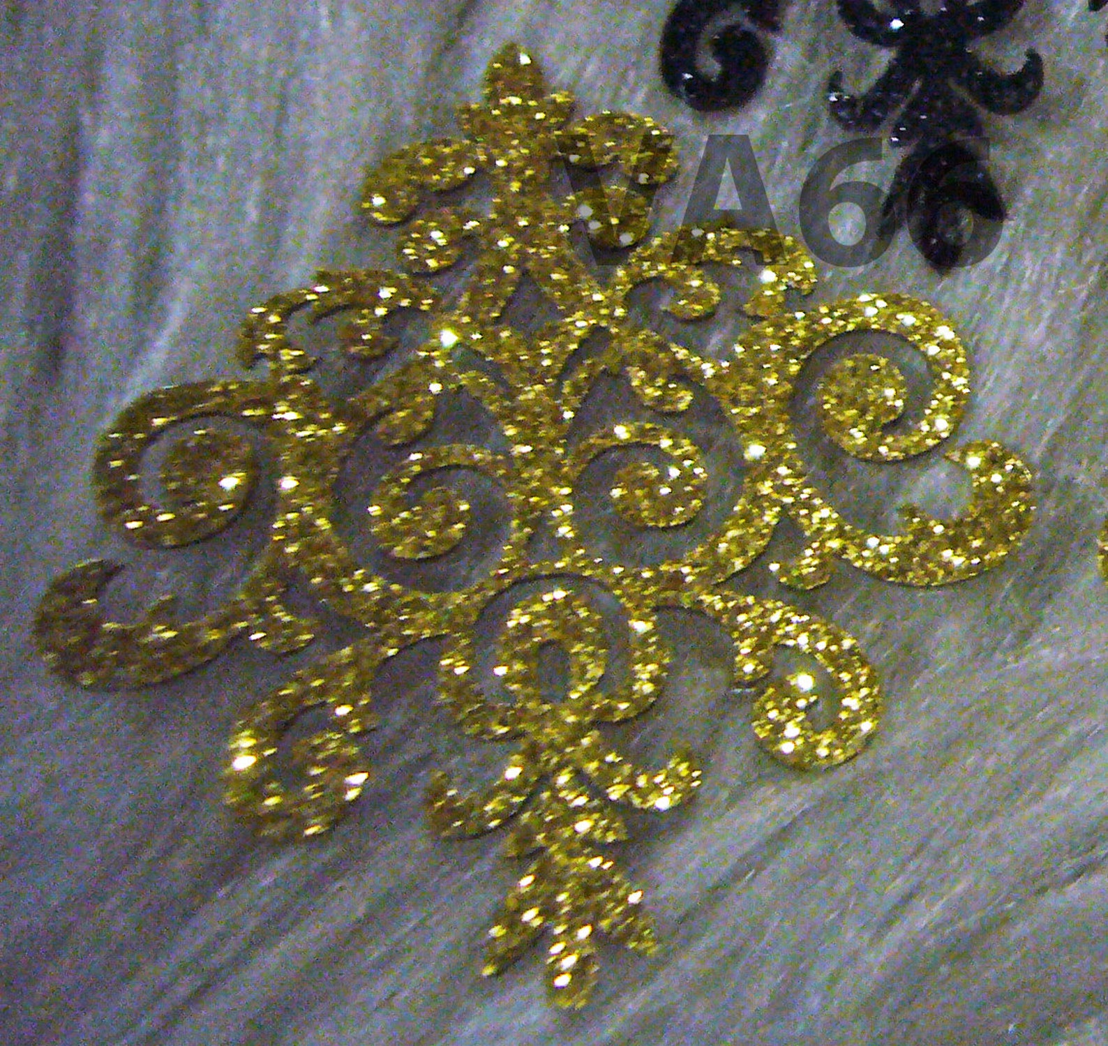 5p Glitter Gold Black Iron on Patch Applique Dokoh Vintage Look Lace ...