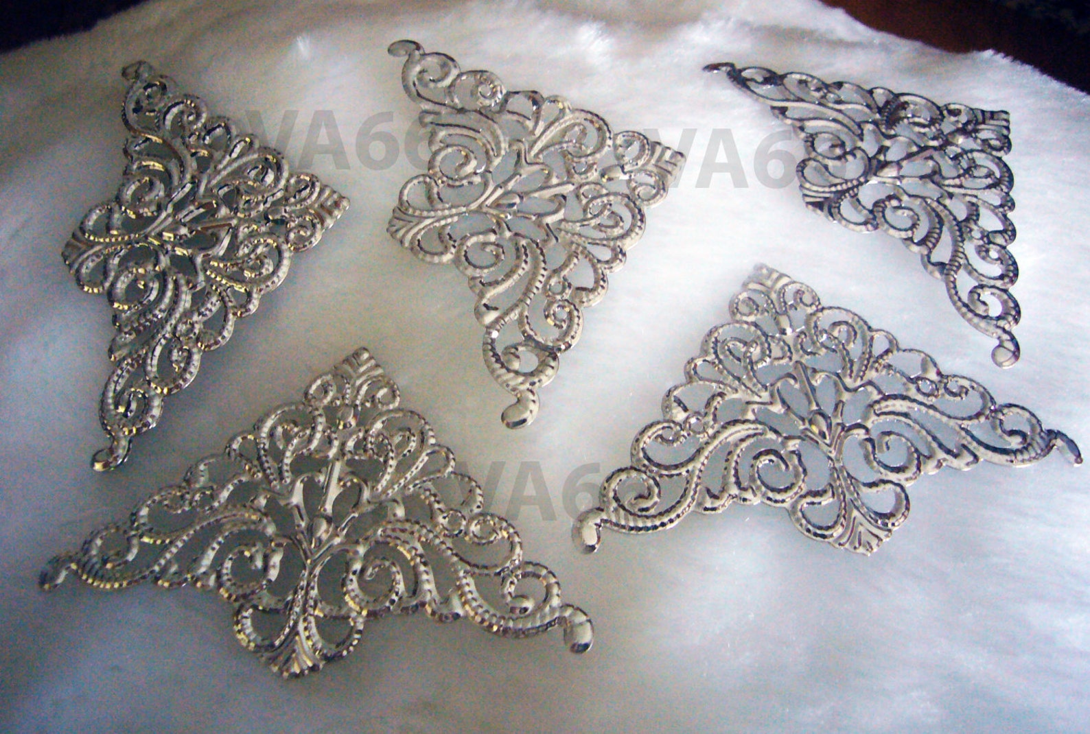 DIY Silver Filigree Lace Triangle Edge Corner Earrings - Etsy