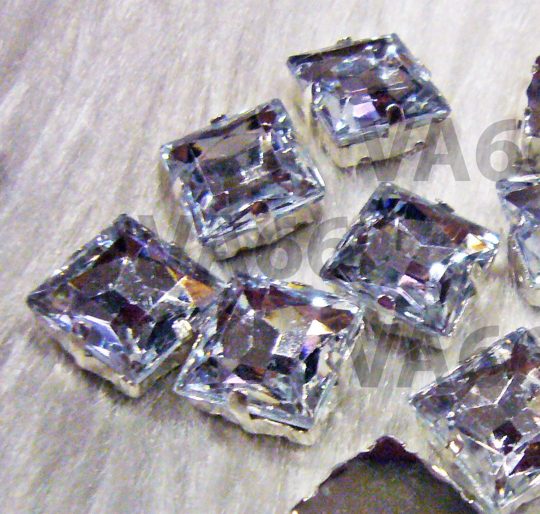 DIY Clear Crystal Square 12mm Sew on Rhinestones 8 Hole 15p Montee ...