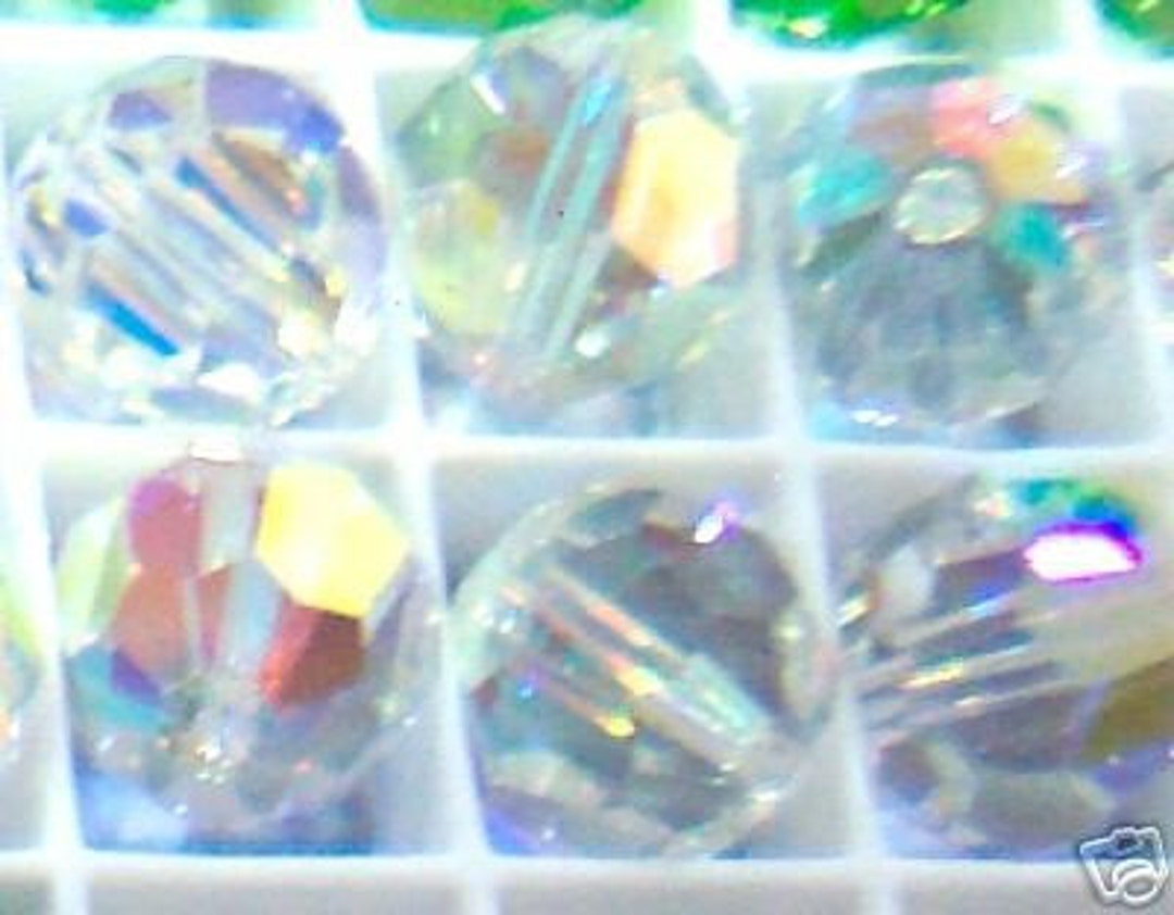 Big 10mm 5000 Swarovski Facetted Round Crystal AB 10p From Austria ...