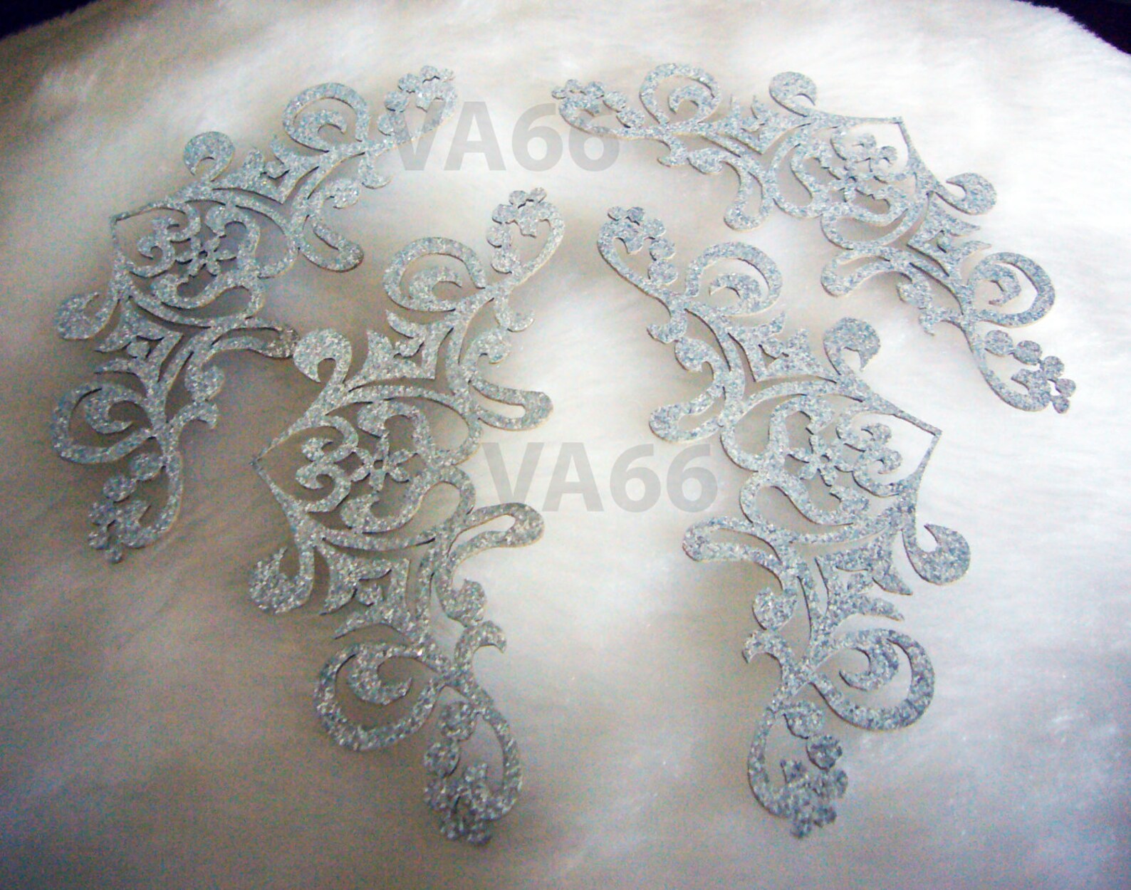 4p Glitter Silver Corner Edge Iron on Patch Applique Dokoh Vintage Look ...