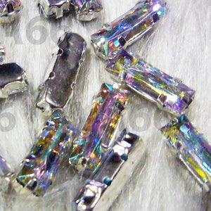 DIY Crystal AB Oblong Rectangle 5mm X 15mm Sew on Rhinestones 4 Hole ...