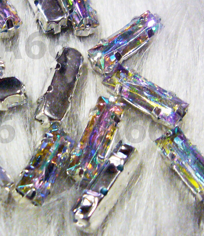DIY Crystal AB Oblong Rectangle 5mm X 15mm Sew on Rhinestones 4 Hole ...