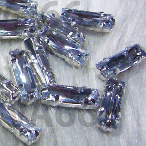 DIY Crystal Clear Oblong Rectangle 5mm X 15mm Sew on Rhinestones 4 Hole ...