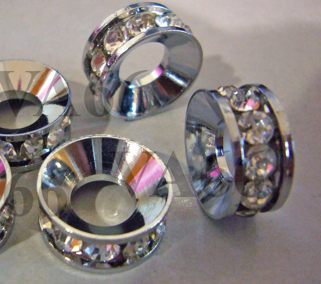 18KGP Rhinestone Diamond Silver Separators Silver Rhinestone Spacer ...