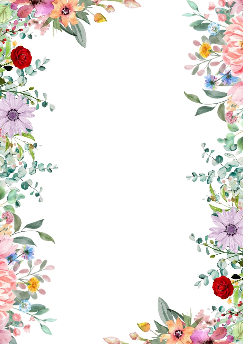 Pink Floral Border Design for Students- Printable Stationery by ...