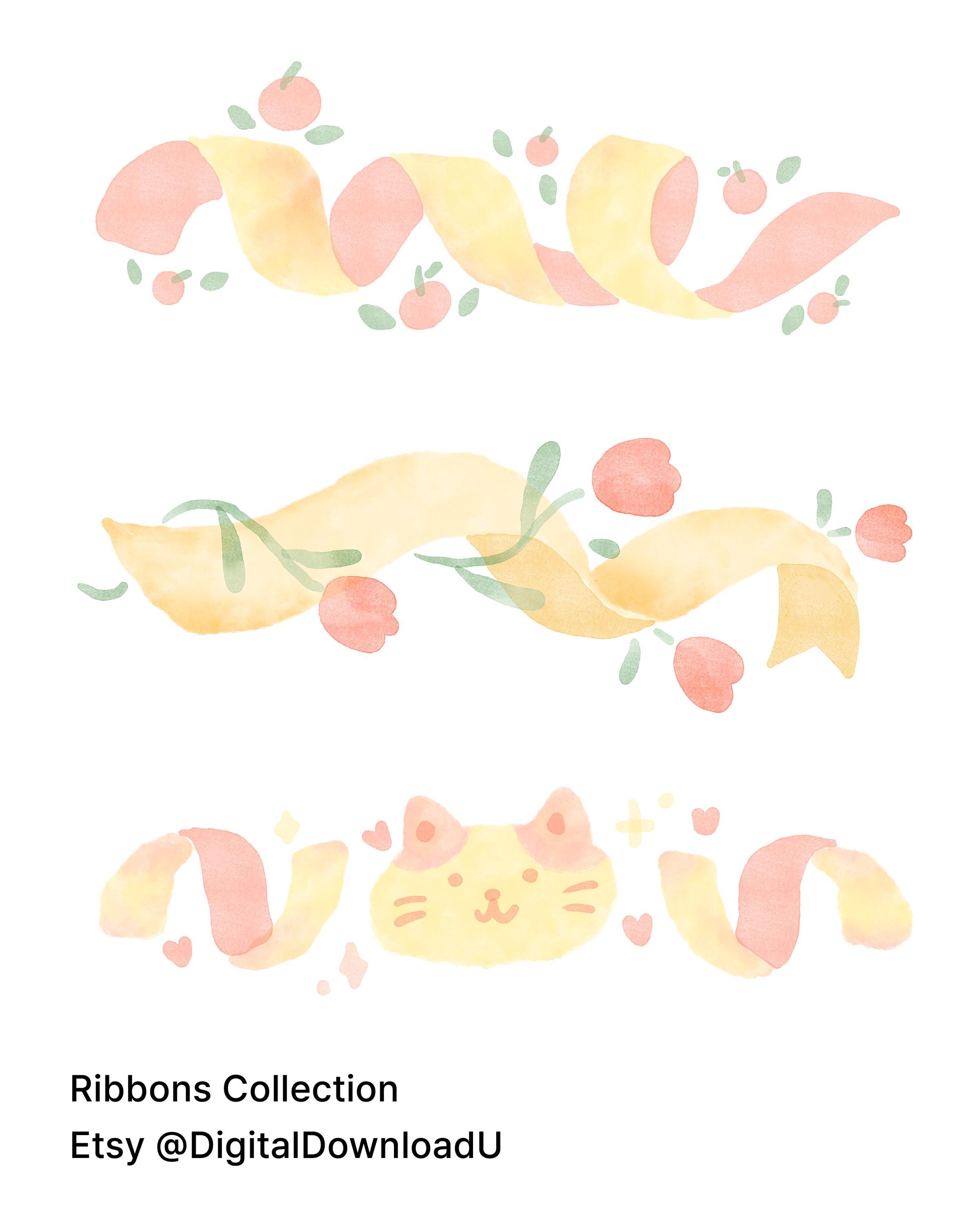 Watercolor Ribbon Clipart, Soft Pastel Bows, Digital Planner Graphics ...