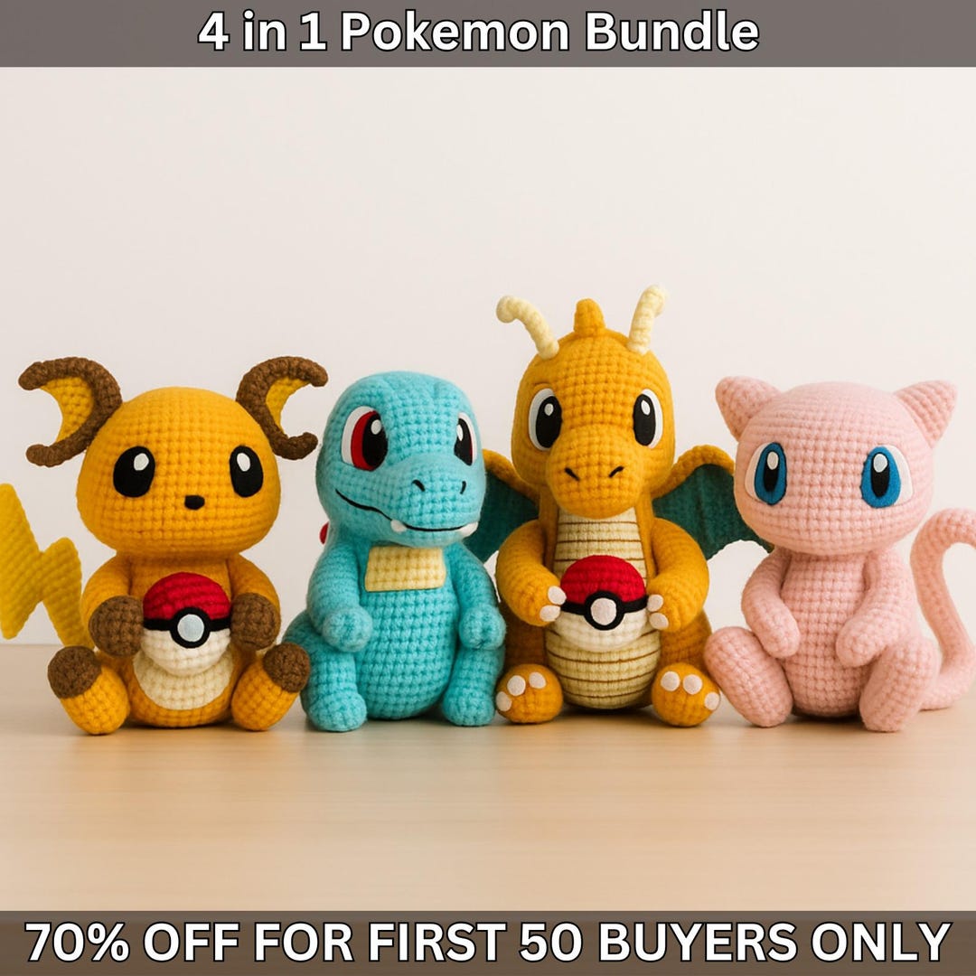 4 in 1 Pokemon Crochet Pattern PDF Bundle, PDF Digital Download ...