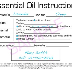 Essential Oil Instruction Sheet PDF Printable - Etsy