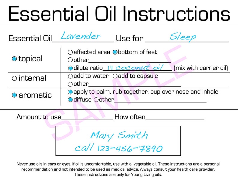 Essential Oil Instruction Sheet PDF Printable - Etsy Canada