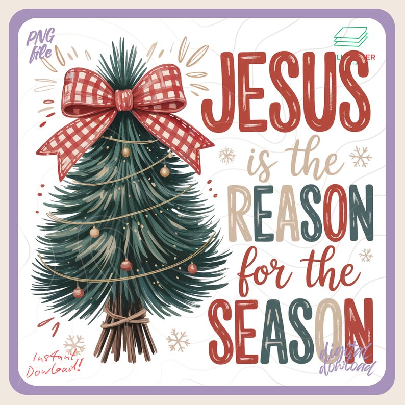 Jesus is the Reason for the Season PNG | Retro Christmas Tree Clipart ...