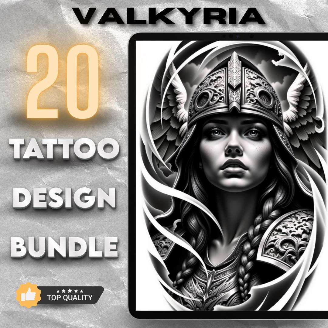 20 Valkyrie Tattoo Designs – Black & Grey Viking Warrior Sketches ...