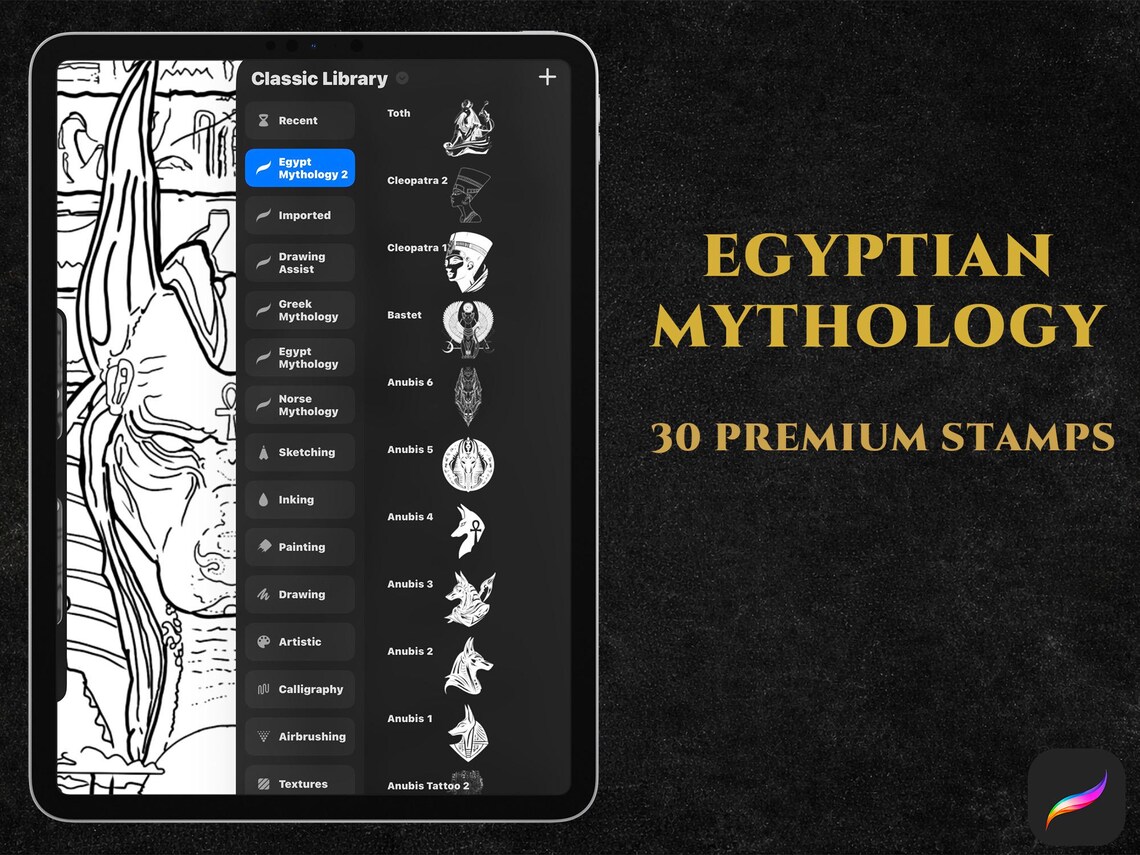 Egyptian Mythology Procreate Stamps - Etsy