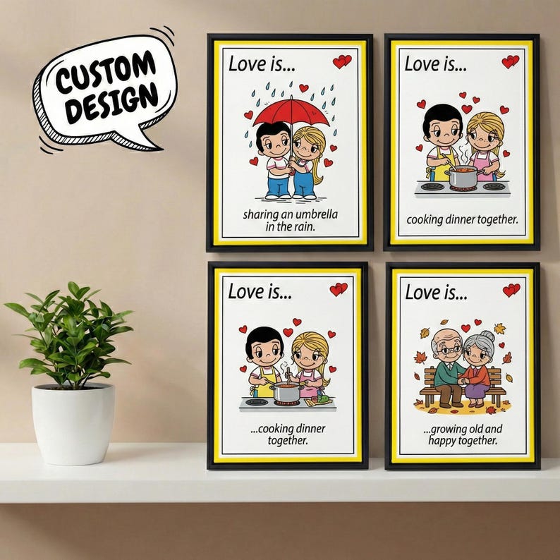 Custom 'love Is' Cartoon Print, Valentine's Day Gift (physical Print ...