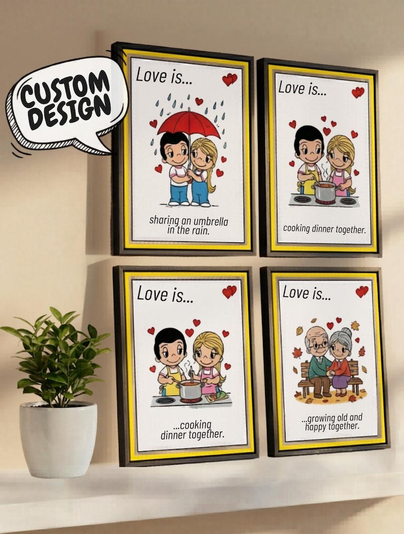 Custom 'love Is' Cartoon Print, Valentine's Day Gift (physical Print ...