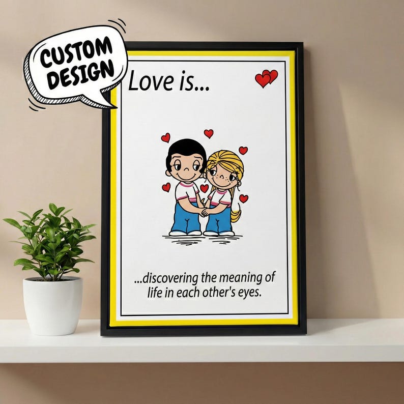 Custom 'love Is' Cartoon Print, Valentine's Day Gift (physical Print ...
