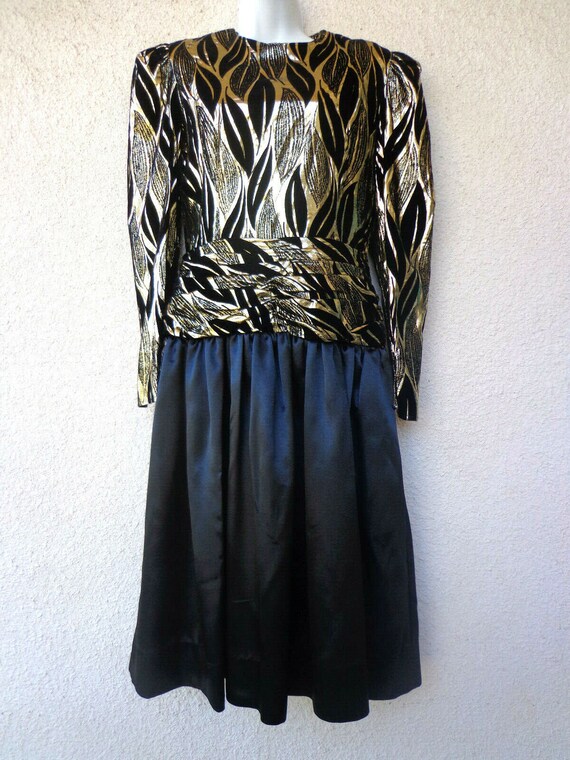 1980s PROM DRESS by Halston III with a Gold Lame' Ani… - Gem