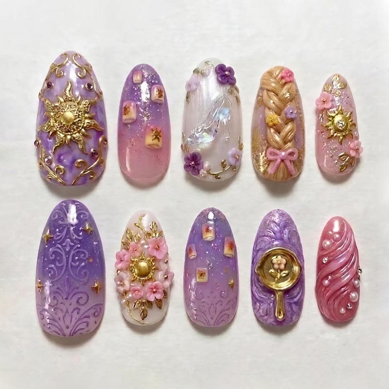 Rapunzel Inspired Nails - Etsy