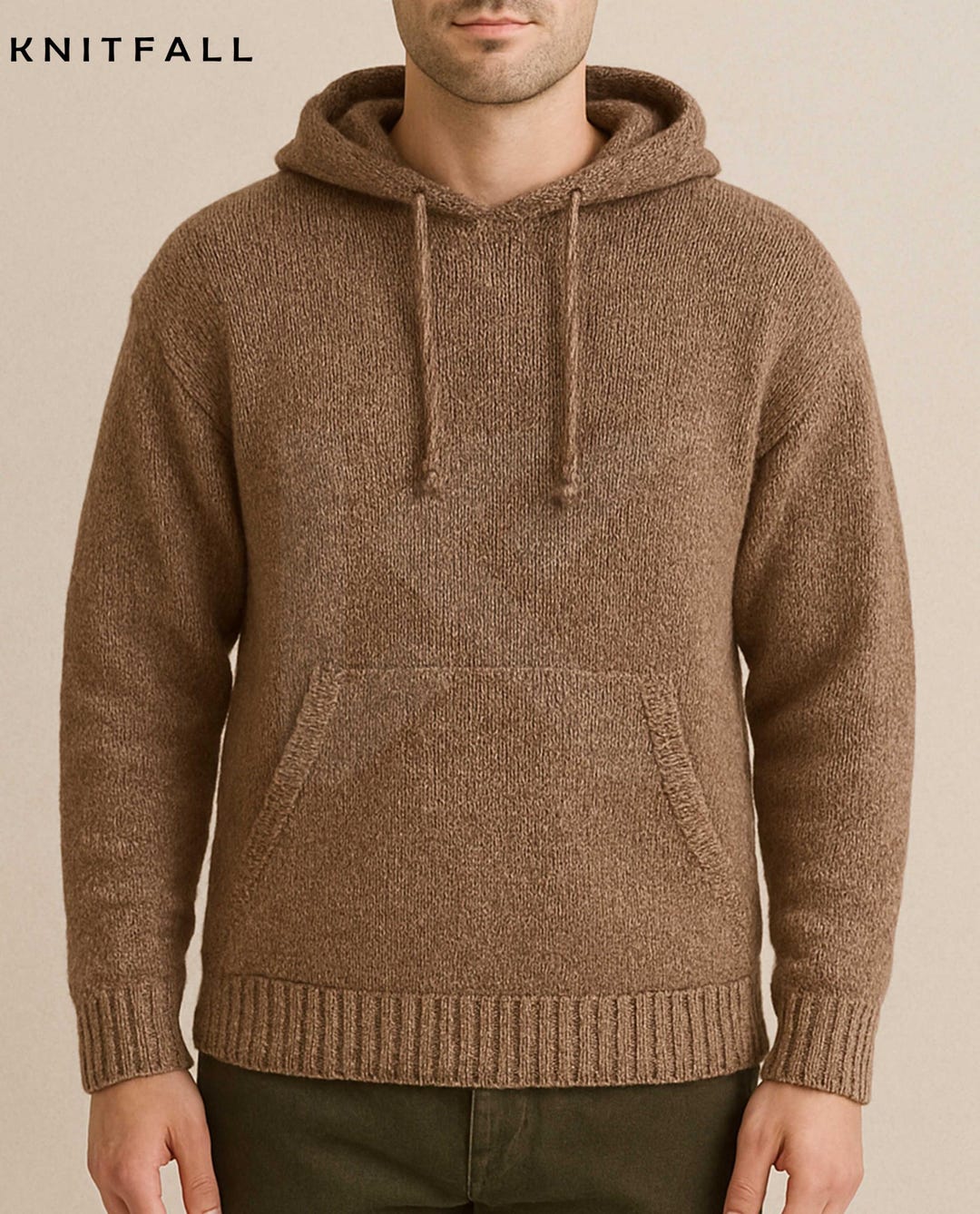 Knit Hoodie: Warm Earthy Brown Wool-acrylic Blend Pullover - Etsy