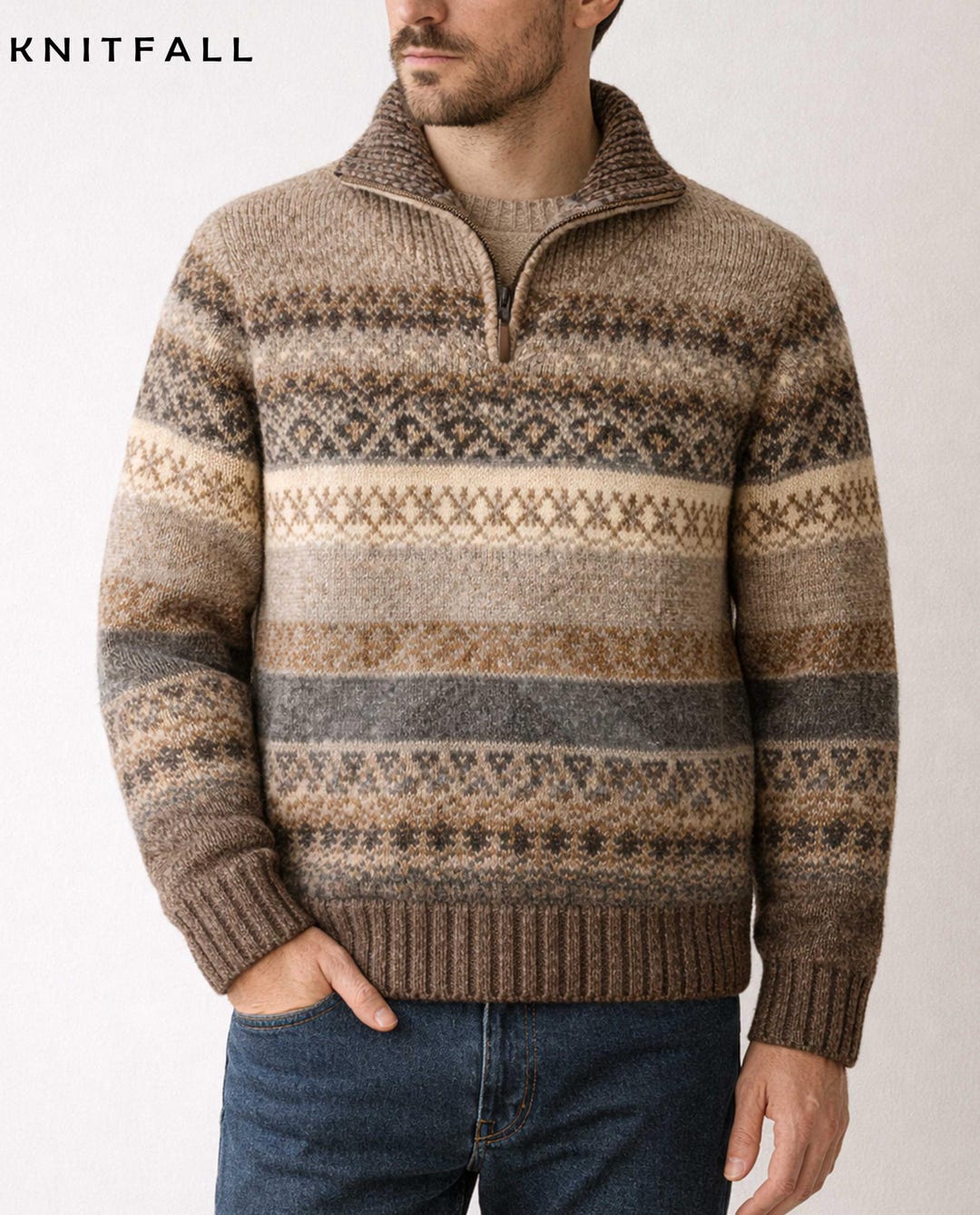 Himalayan Yak-weave Thermal Sweater Handcrafted Nordic Pattern Winter ...