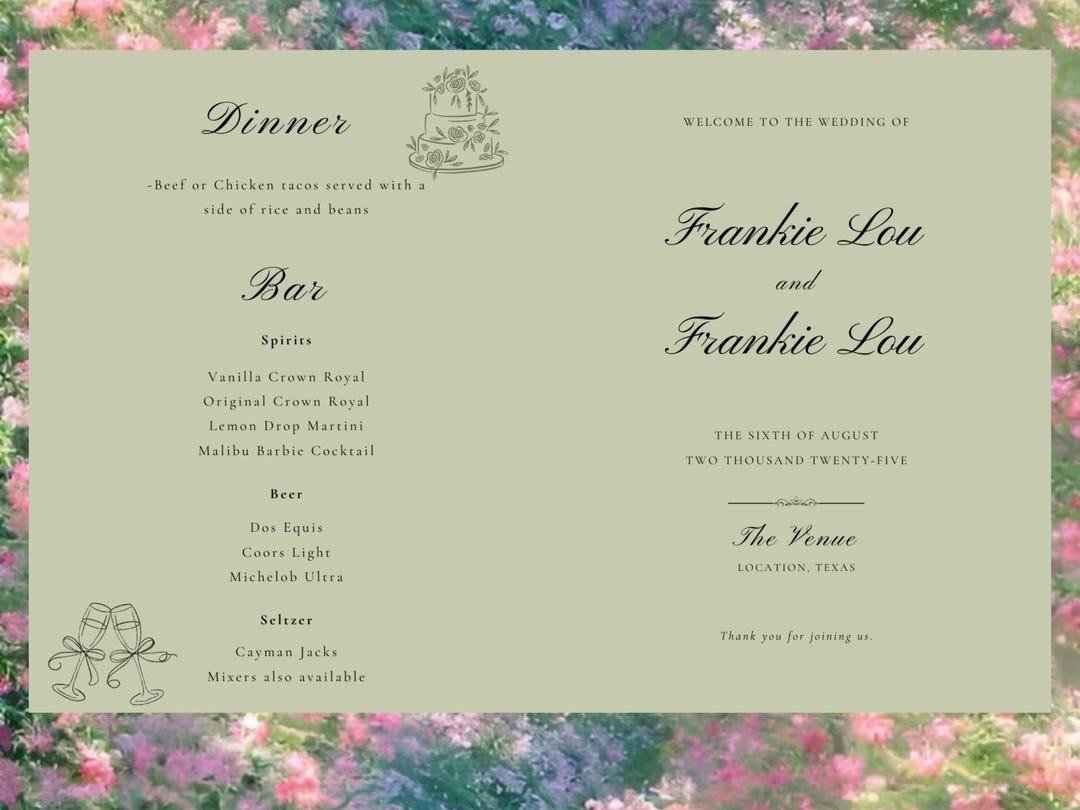 Wedding Program Event Timeline Template Canva Free Version Edit - Etsy