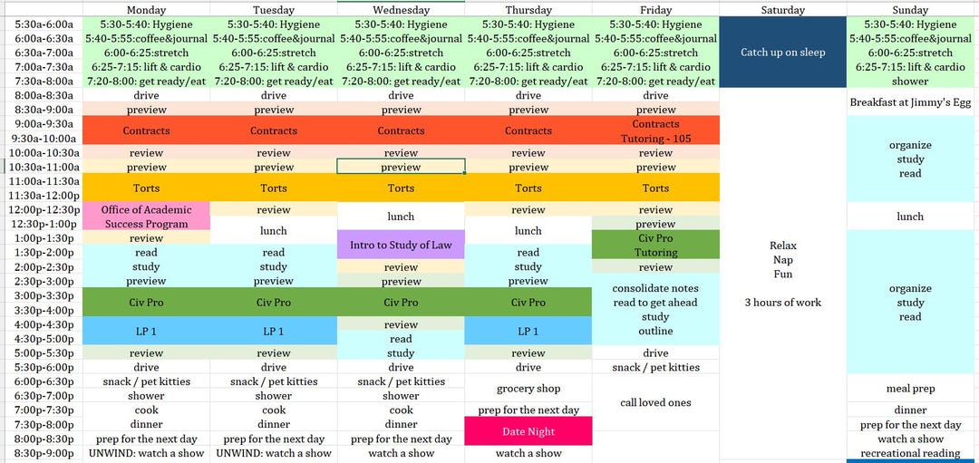 Schedule Builder Template For College Etsy