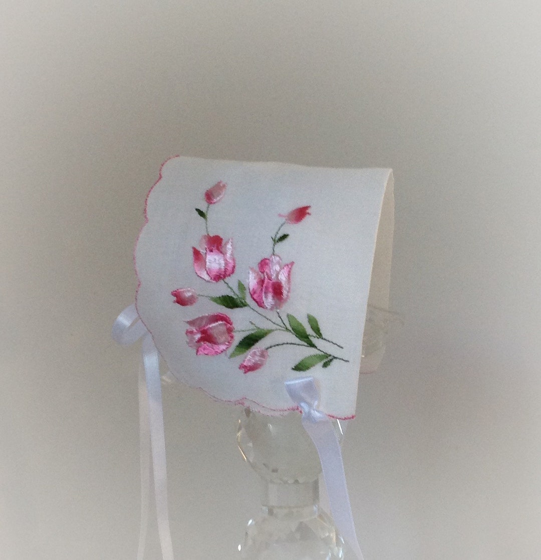Handkerchief Bonnet, Newborn Hanky Bonnet, Handmade, Heirloom Bonnet ...