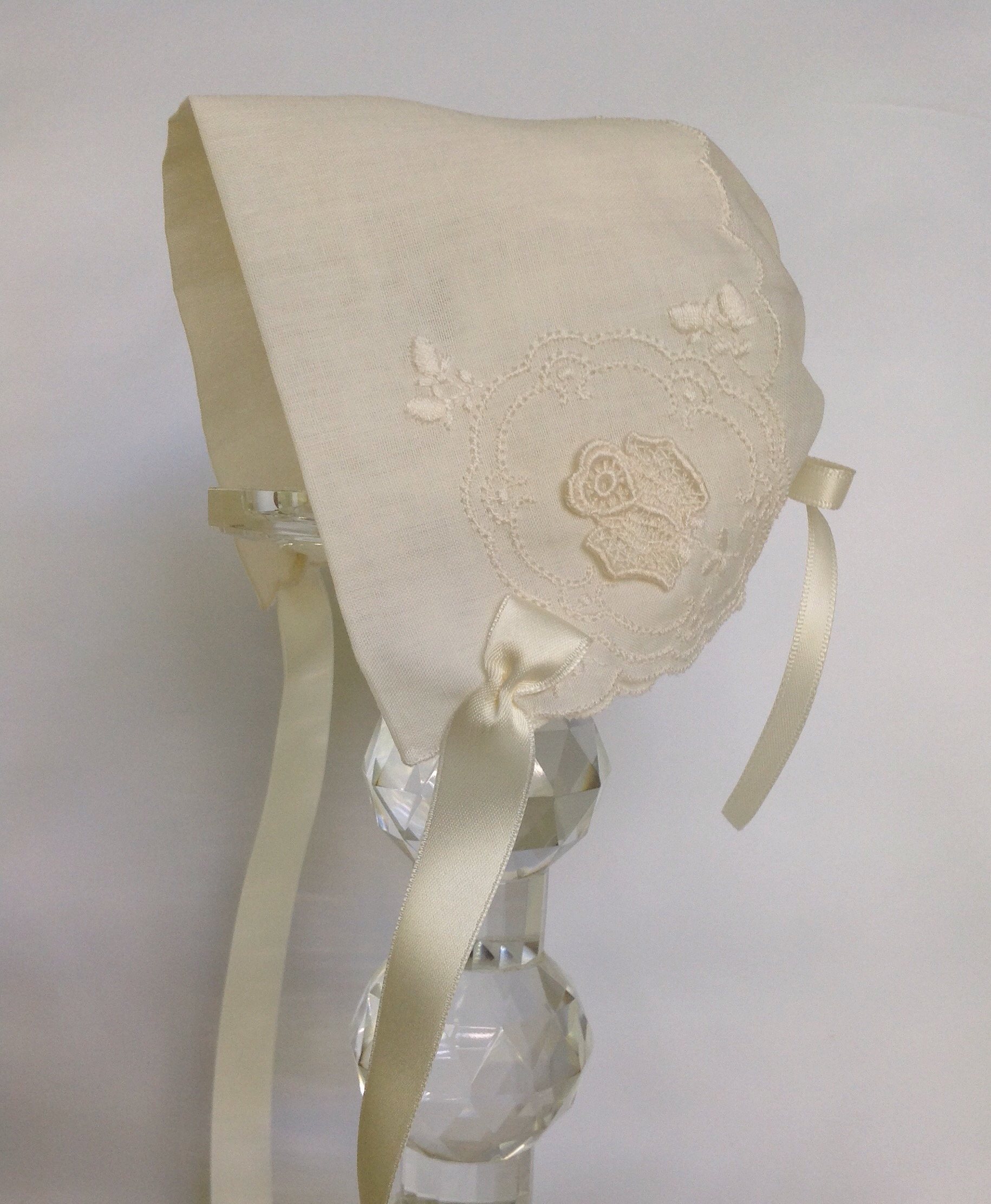 Handkerchief Baby Bonnet,hanky Bonnet,antique Ivory Victorian Style ...