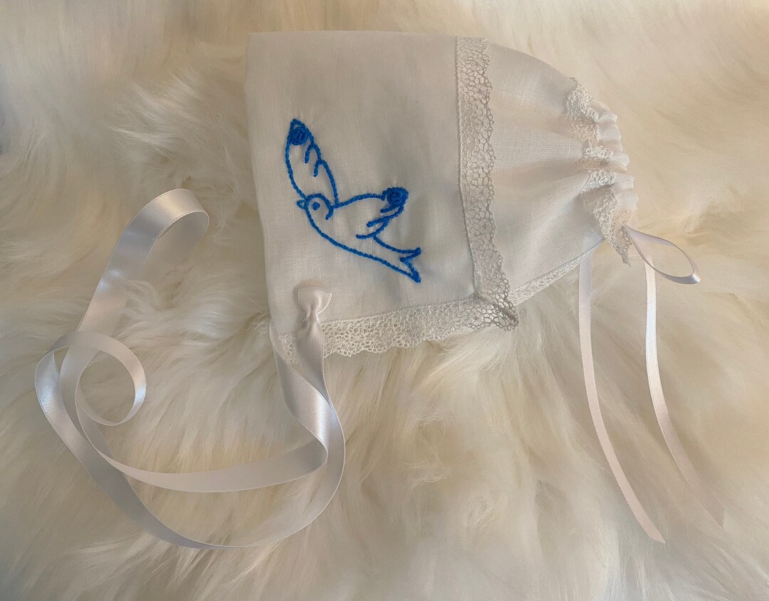 Handkerchief Baby Bonnet, Hanky Bonnet, Blue Bird of Happiness, Baby to ...