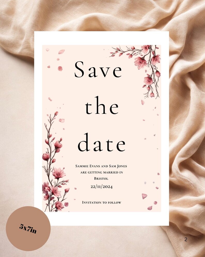 Editable Save the Date Template • Floral Wedding Invitation • 5x7 Canva ...