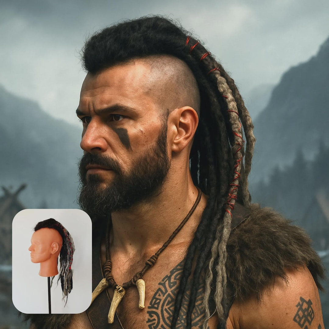 Mohawk Men's Viking Style Wig, Men Toupee - Wig Tape- Synthetic ...