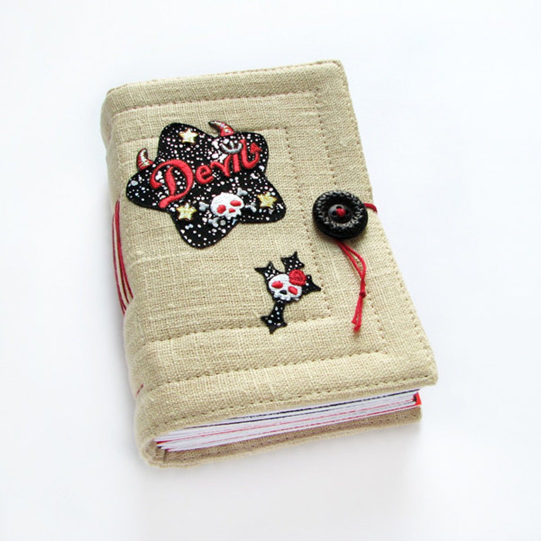Girly Devil Skull Handmade Linen Fabric Journal Notebook - Etsy
