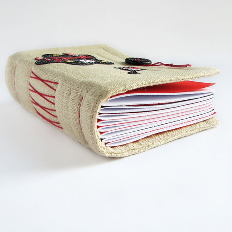 Girly Devil Skull Handmade Linen Fabric Journal Notebook - Etsy