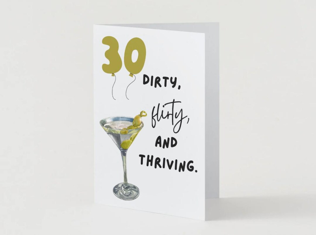 Martini Drinker Birthday Card, Cute Girly Birthday Card, Digital ...