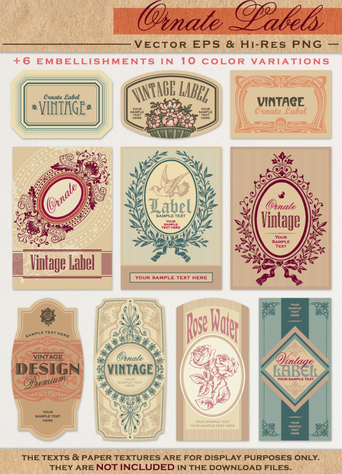 CLIPART | 10 Ornate Vintage Labels | Clip Art Digital Supplies Vector ...