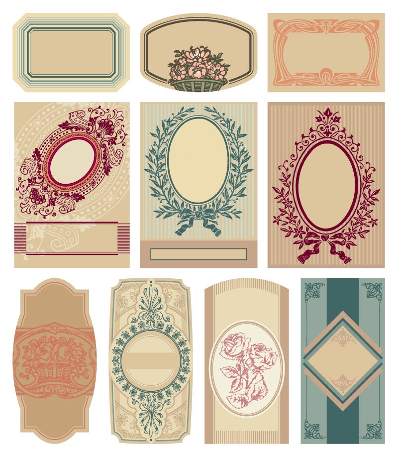 CLIPART | 10 Ornate Vintage Labels | Clip Art Digital Supplies Vector ...
