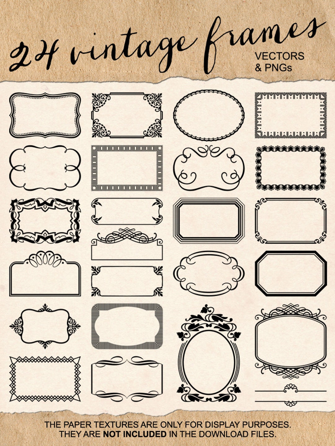 CLIPART | 24 Vintage Frames | Clipart Clip Art Digital Supplies Vector ...