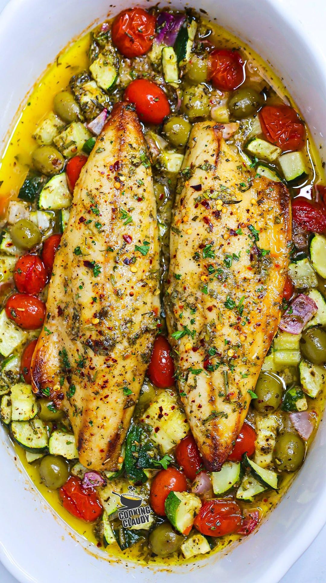 Mediterranean Baked White Fish With Veggies | Healthy High-protein ...