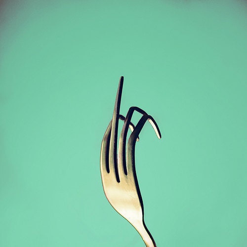 Fork You in Retro Seafoam Green Fine Art Photography Funny Rude Print ...