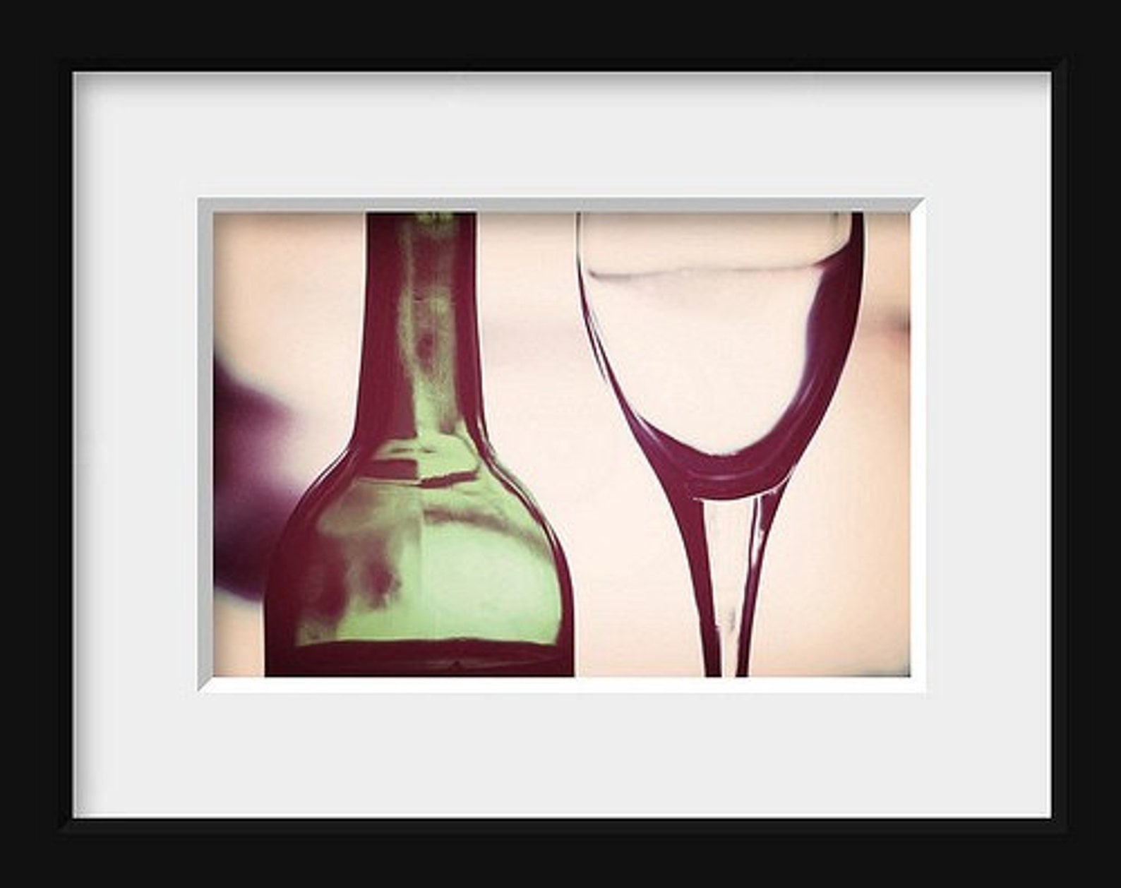 Kitchen Art: Wine Art Abstract Wine Glass and Bottle "in Vino Veritas ...