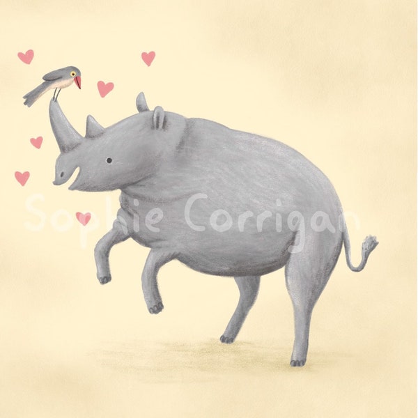 Rhinoceros Art - Etsy
