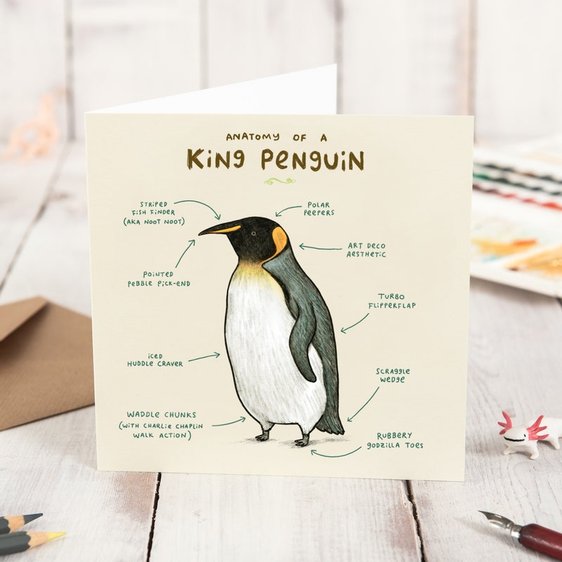 Penguin Card - Etsy