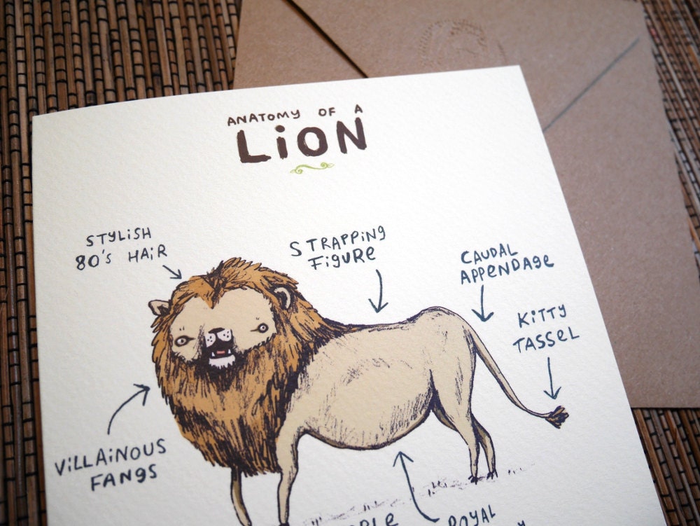 Anatomy of A Lion Card - Etsy UK