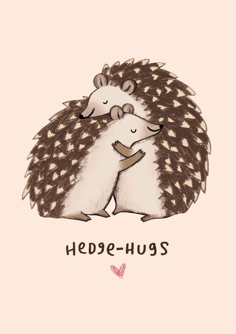 Hedge-hugs A4 Signed Print - Cute Hugging Hedgehogs Valentines Day - Etsy