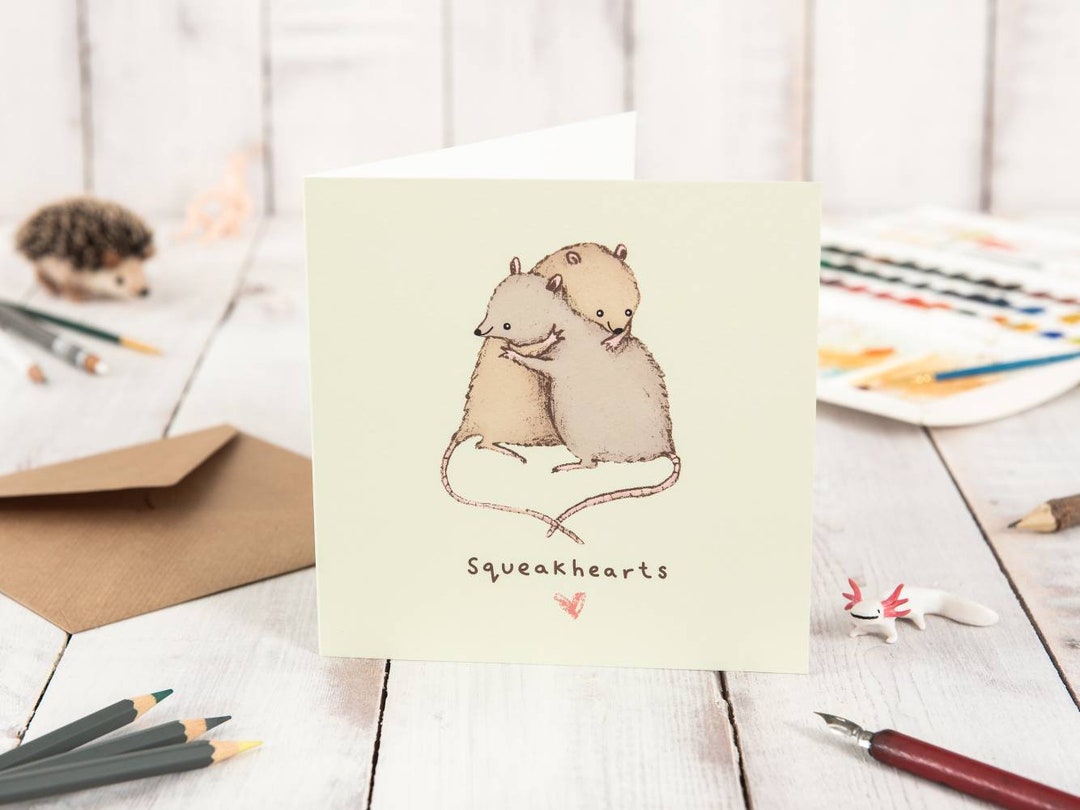Squeakhearts Cute Hugging Mice Rats Love Card - Etsy UK