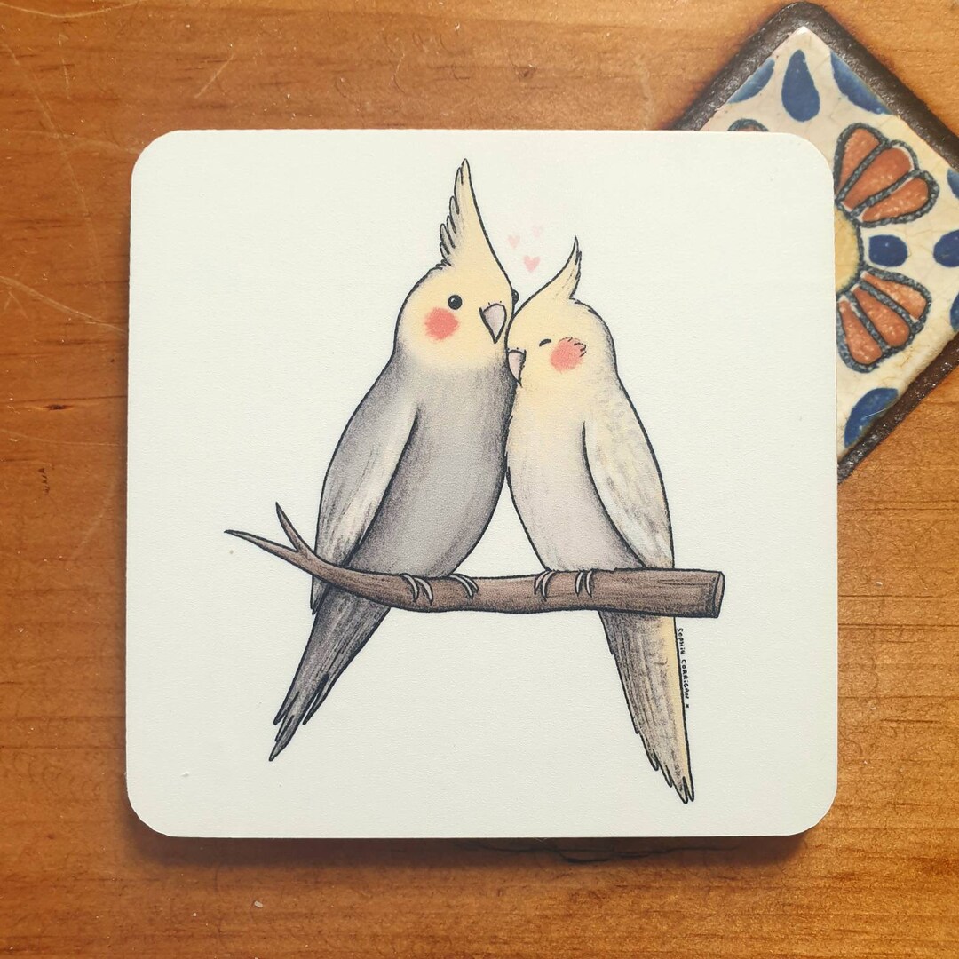 Cockatiel Cuddle Coaster - Cute Birds Parrots Valentines Friendship ...