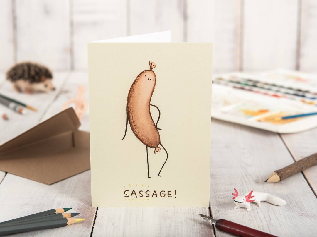 Sassage Sassy Sausage Card - Etsy UK