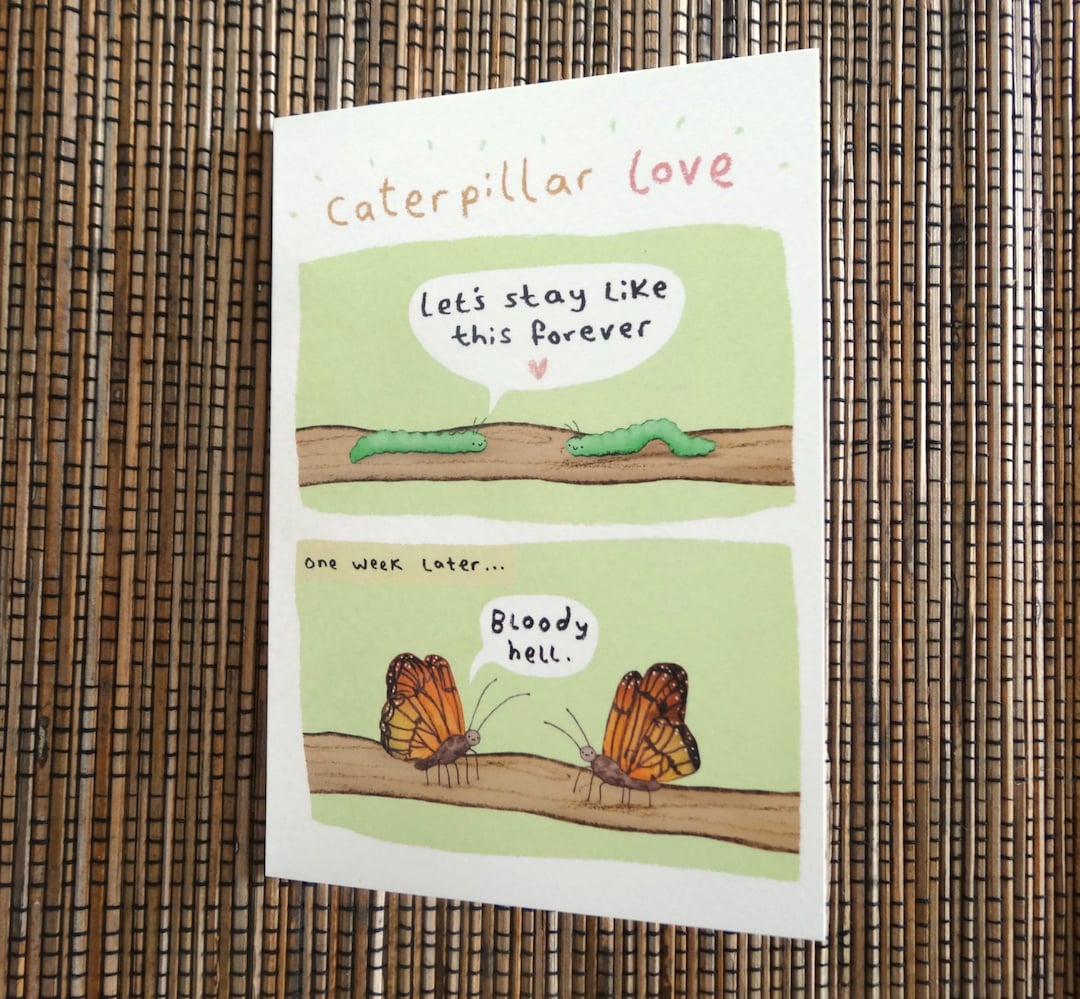 Caterpillar Love Card - Butterfly Bugs Valentine's Day - Etsy