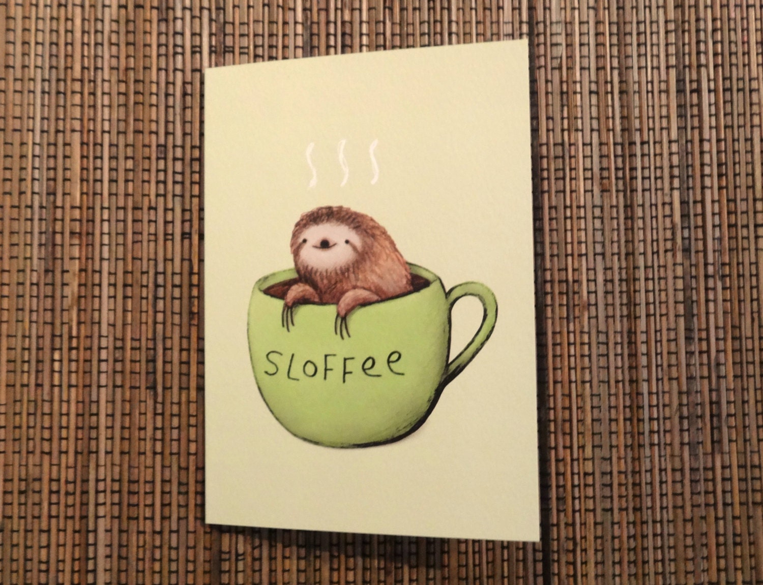 Sloffee Card Cute Sloth Cup of Coffee - Etsy