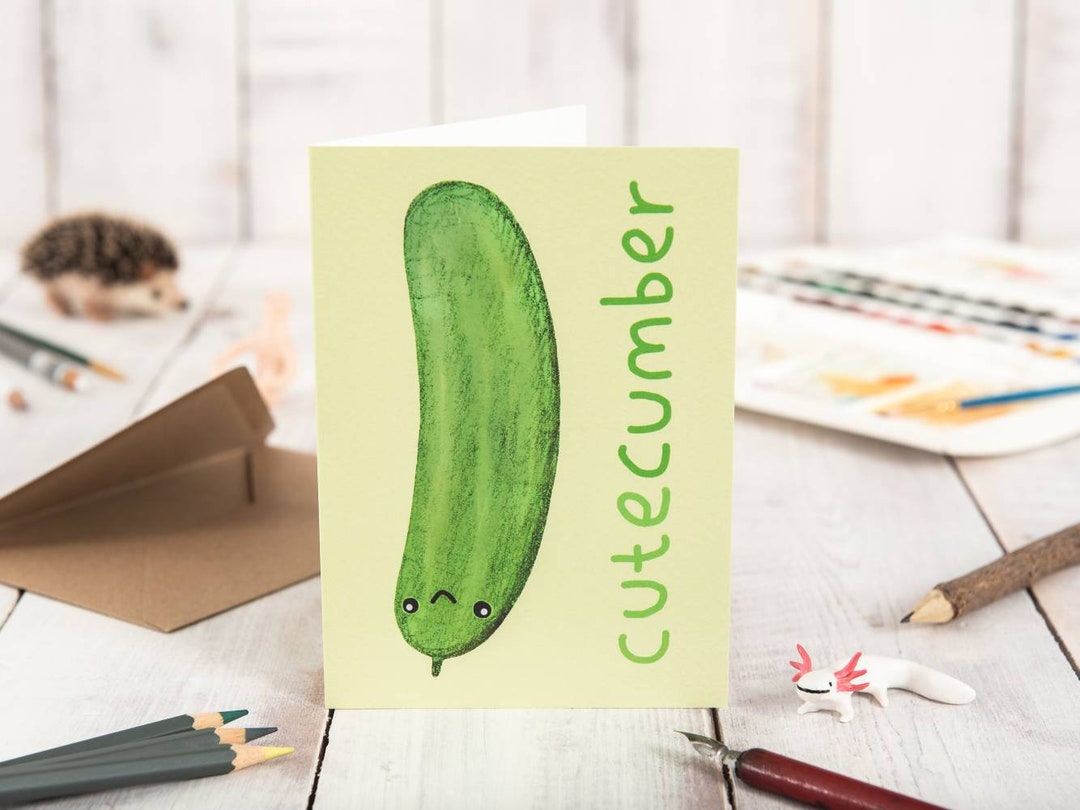 Cutecumber Cute Cucumber Card - Etsy